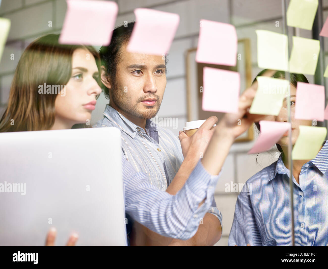 Strategy meeting glass notes hi-res stock photography and images - Alamy
