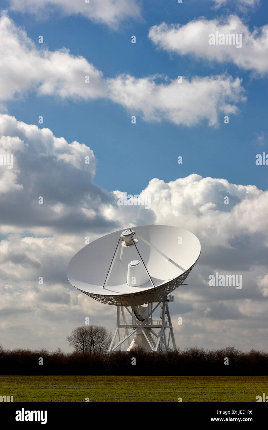 The MERLIN radio telescope at the Mullard radio observatory at Lords ...