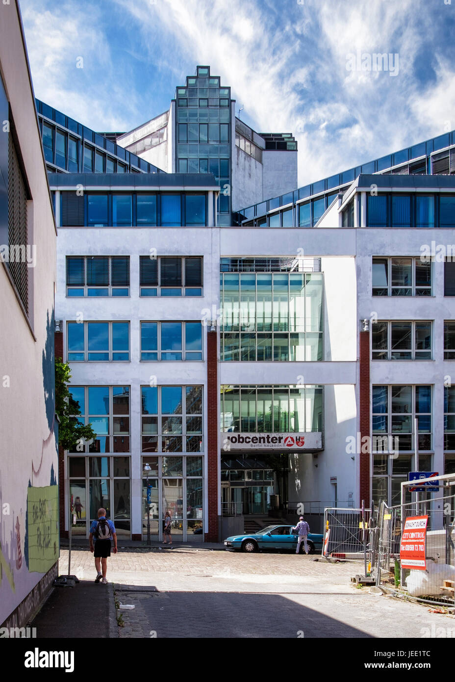 Job Cntre. Modern building exterior and facade in Neukölln,Berlin Stock ...