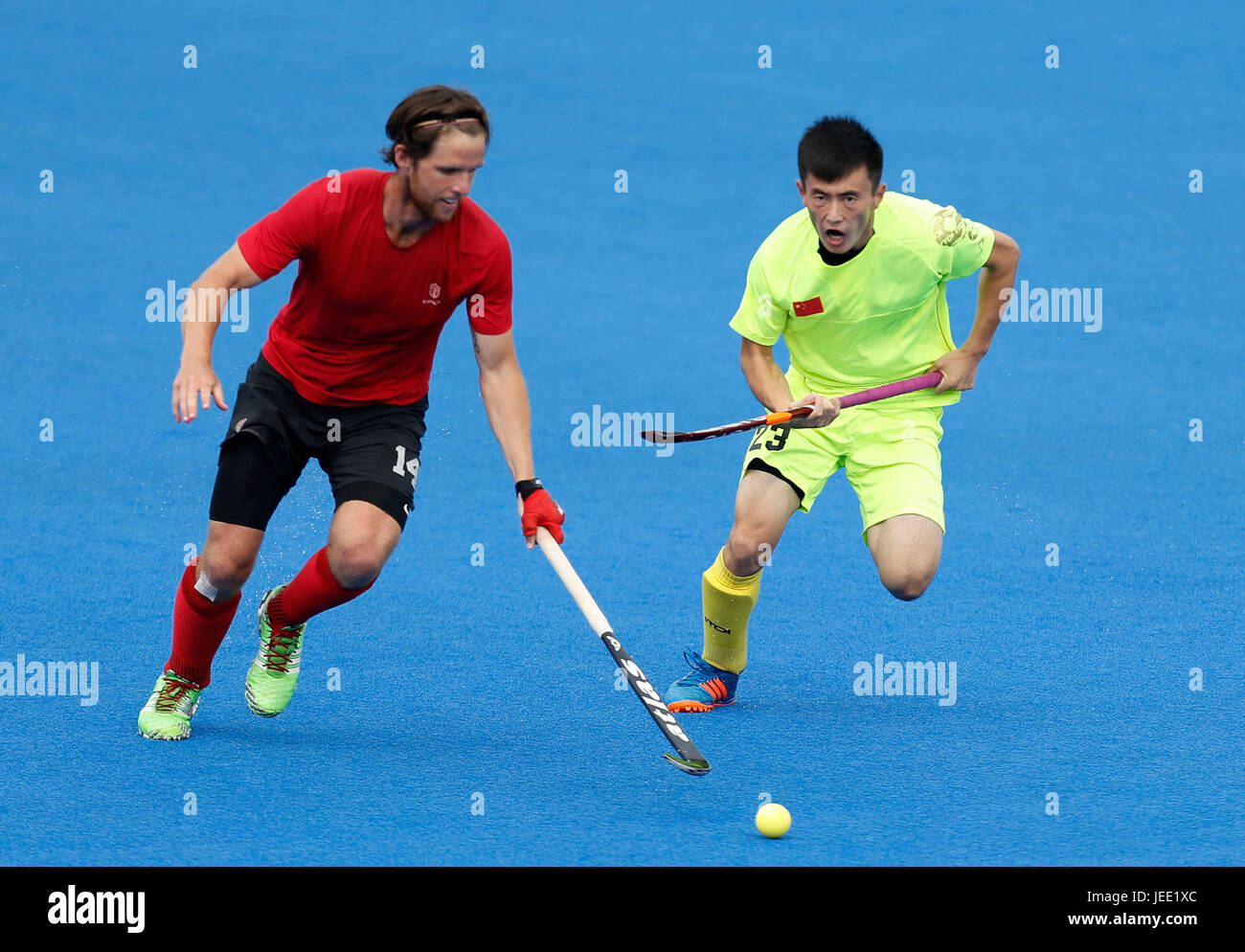 Canada's Adam Froese (left) and China's Zixiang Guo during the Men's ...