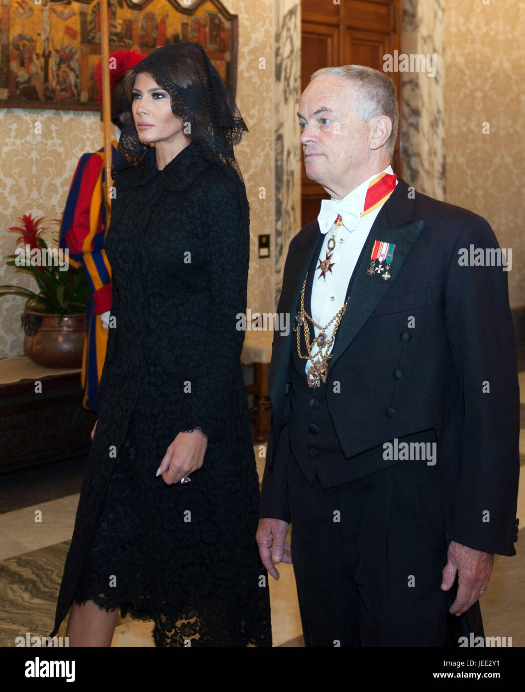 U.S. President Donald Trump, Melania Trump and Ivanka Trump meet with ...