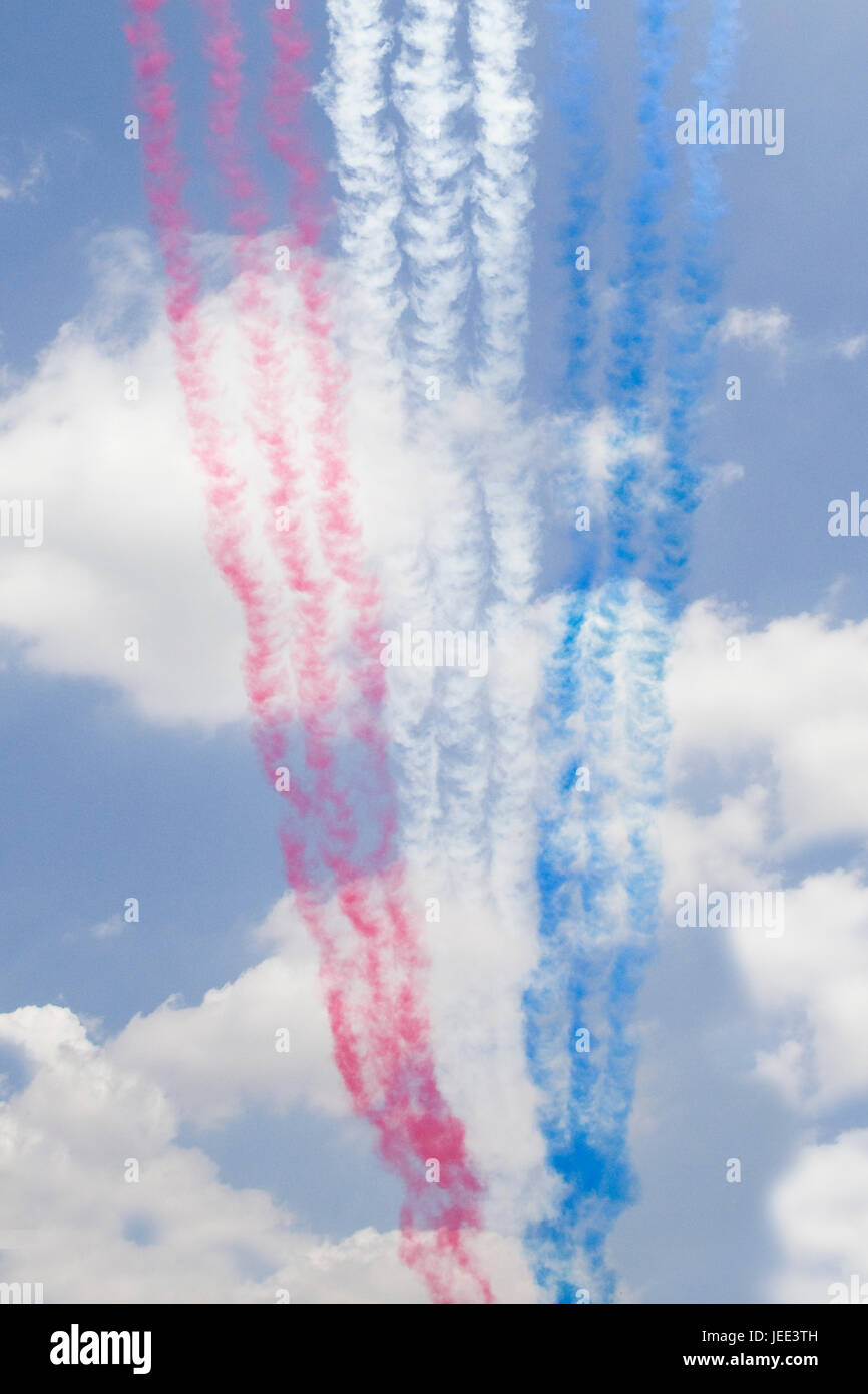 Red Arrows coloured jet stream Stock Photo - Alamy