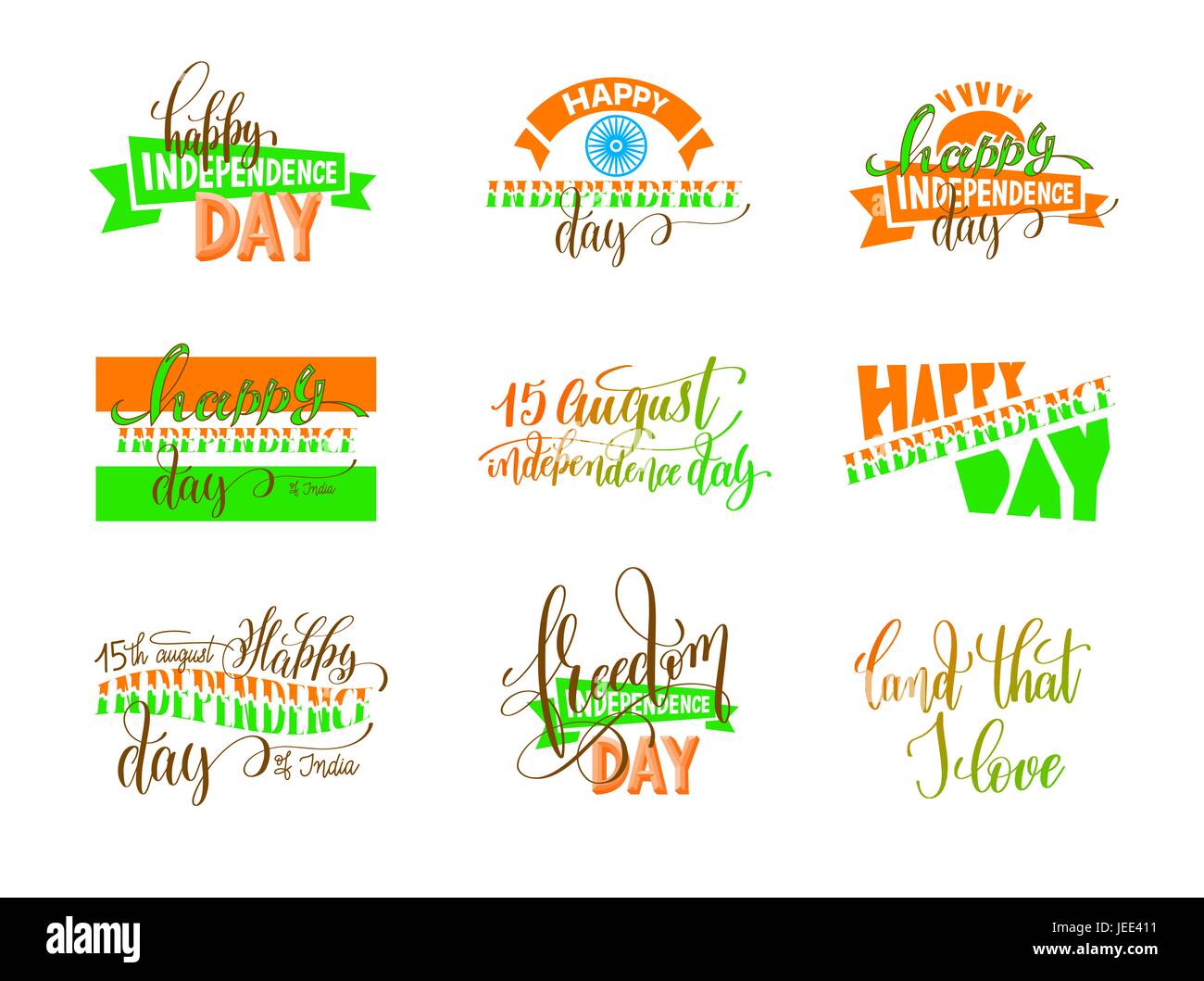 15th of august india independence day logo design Stock Vector Image ...