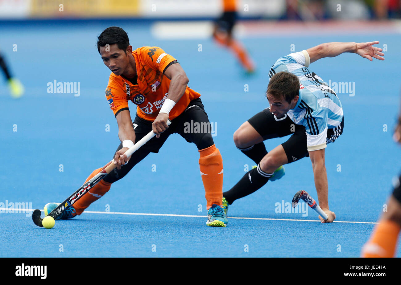 Razie Rahim of Malaysia (left) and Matias Paredes of Argentina during ...