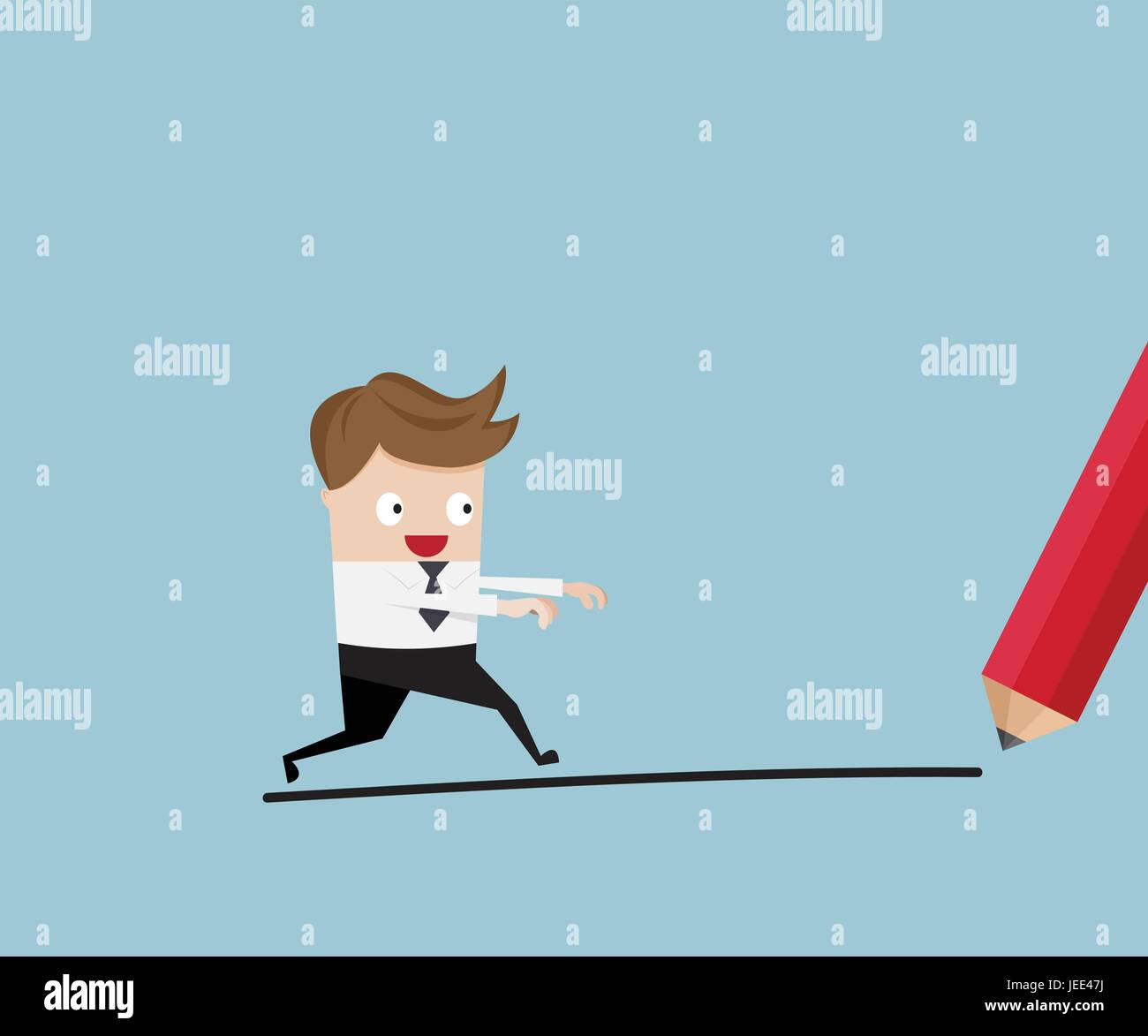 businessman walking with pencil drawing line cartoon vector ...