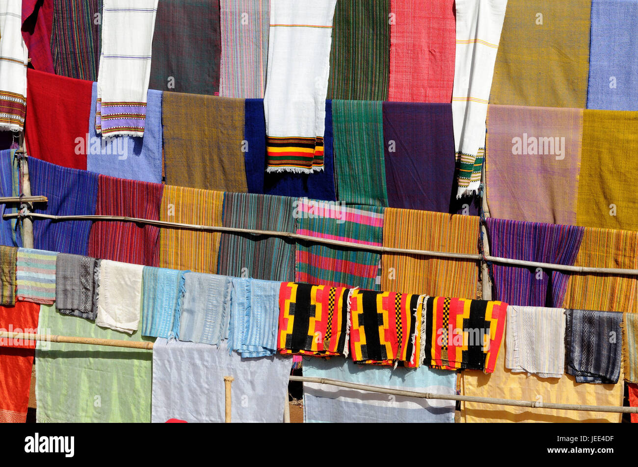 Souvenir sales, cloths, substances, brightly, tribe Dorze, south ...