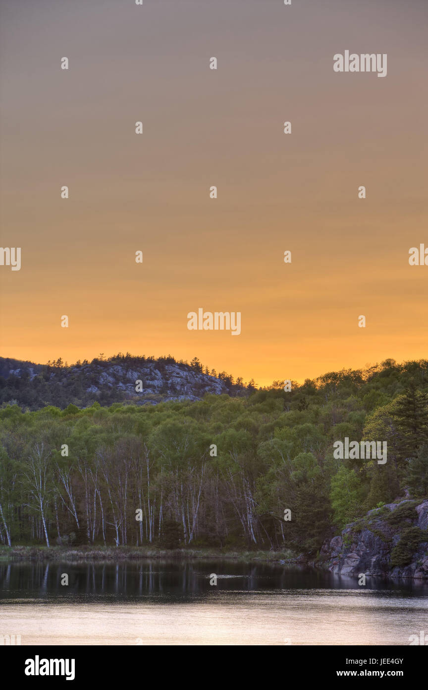 Canada, Ontario, Killarney Provincial park, George Lake, afterglow ...