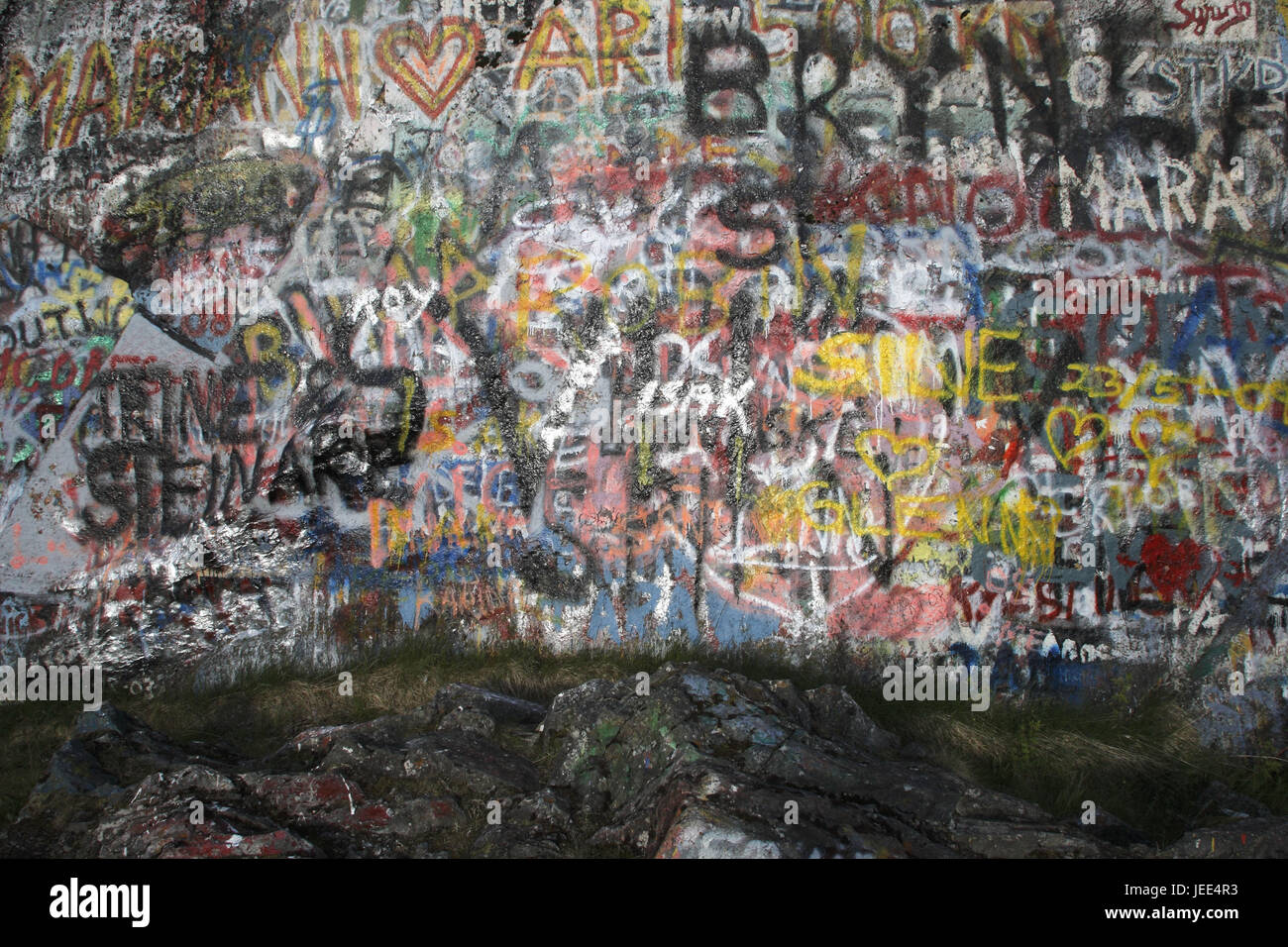 Graffiti on a rock close Tromsö with Nordkjosbotn Stock Photo - Alamy