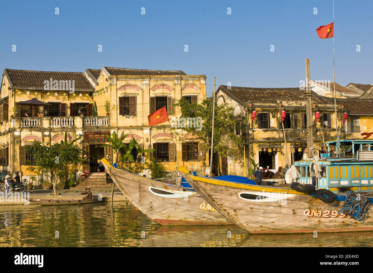 Small harbour with wooden boots, Hoi In, Vietnam Stock Photo - Alamy