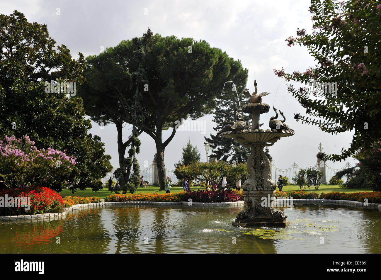 Turkey, Istanbul, Dolmabahce palace, pond with fountain Stock Photo - Alamy