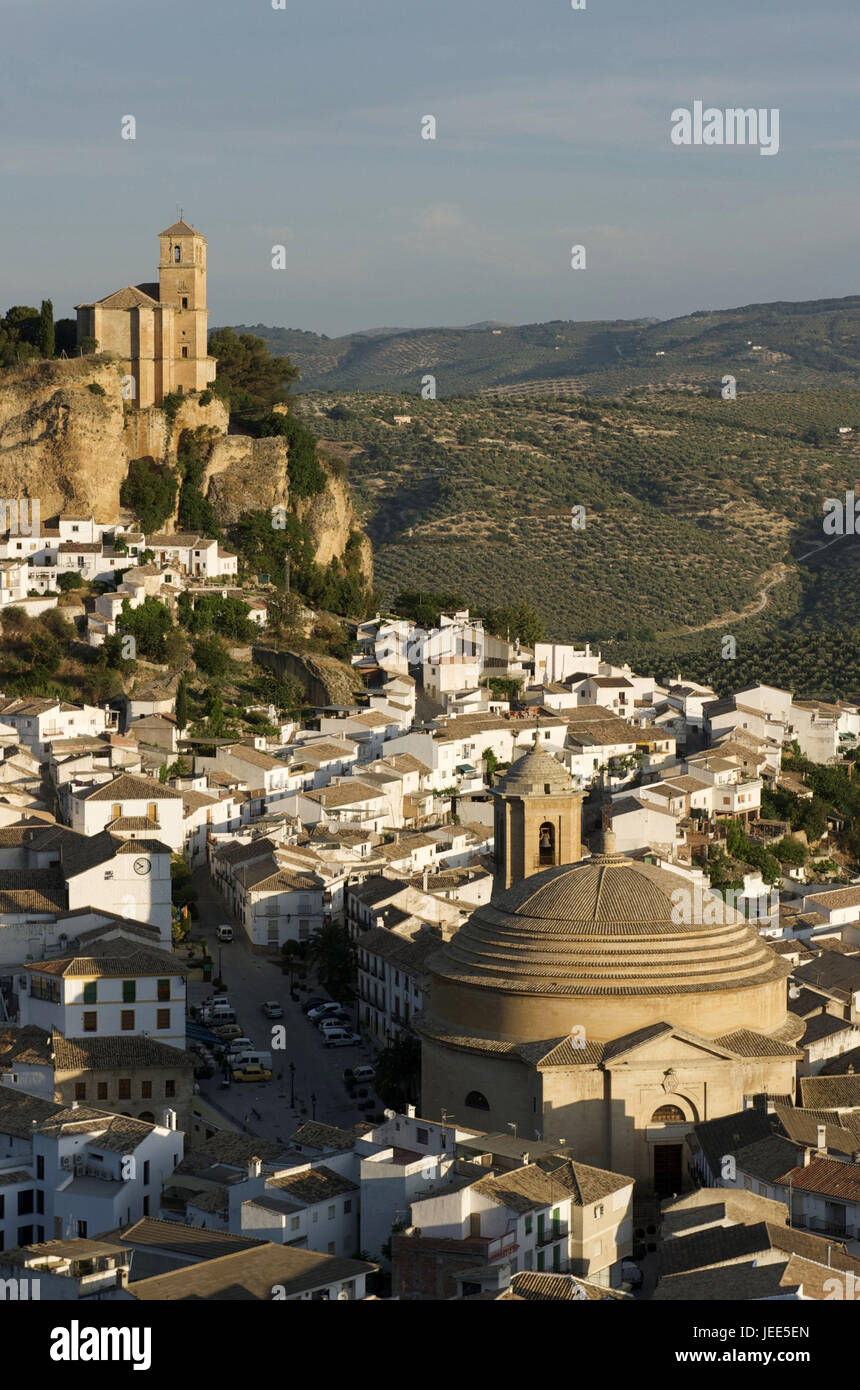 Spain, Andalusia, Montefrio, castle ruin on hill about the village ...