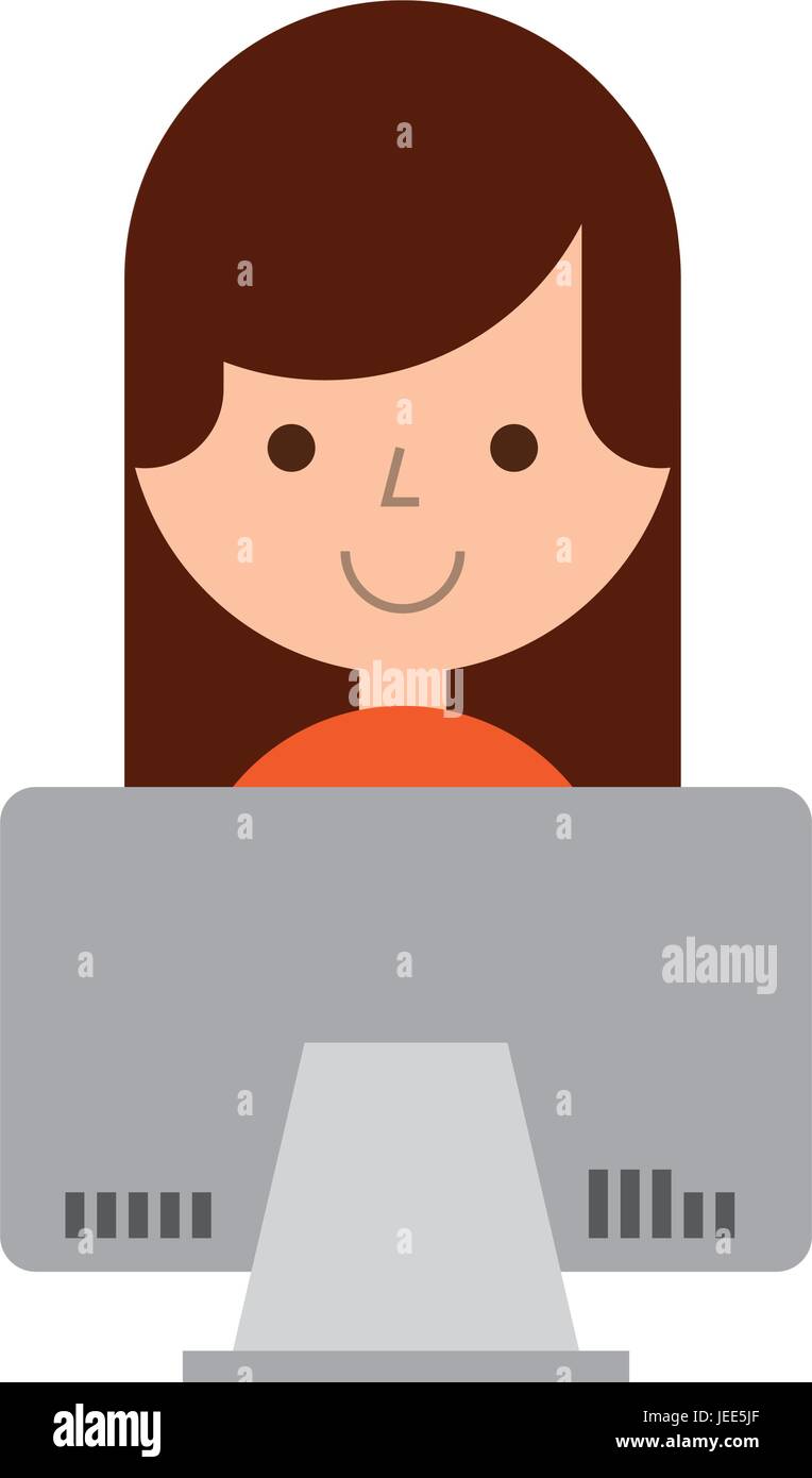 young woman with computer character Stock Vector Image & Art - Alamy