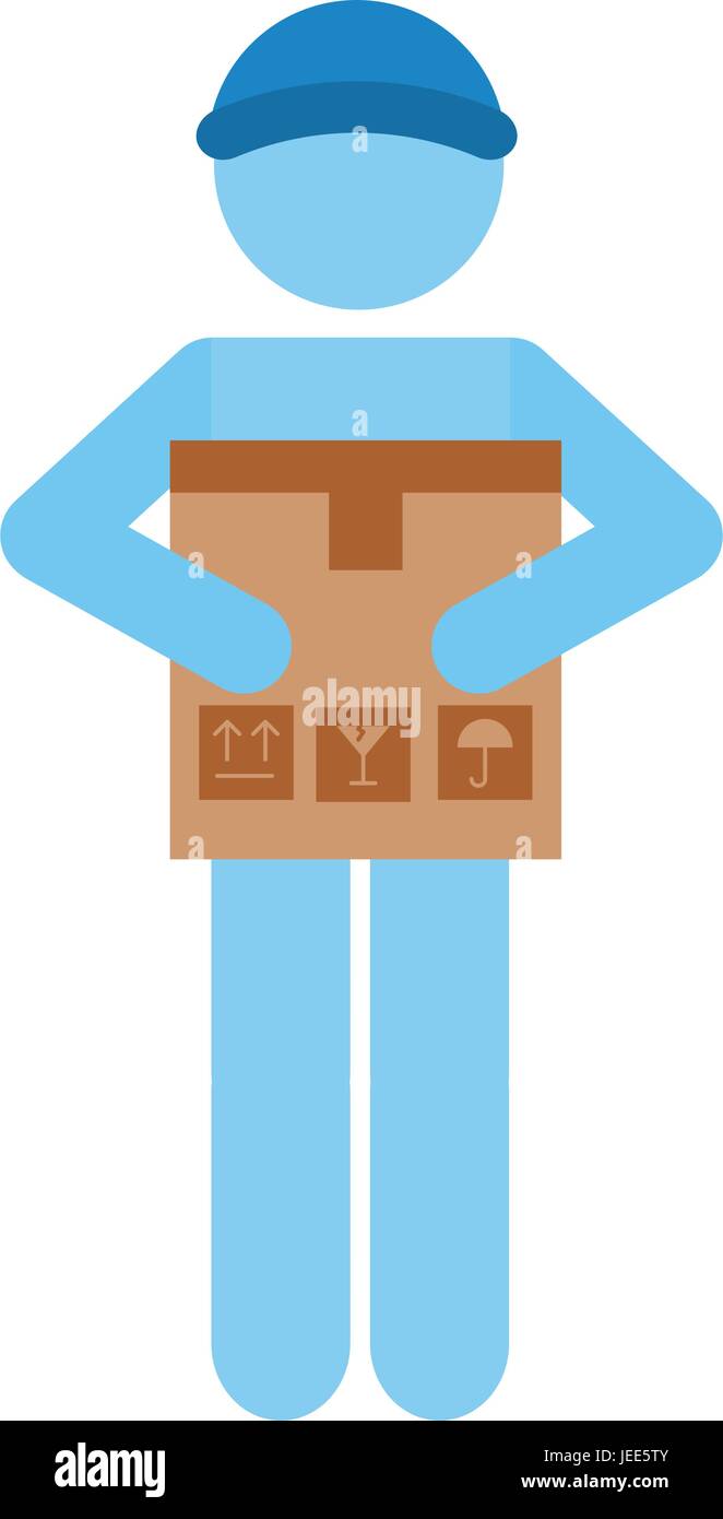 delivery worker with box avatar character Stock Vector Image & Art - Alamy