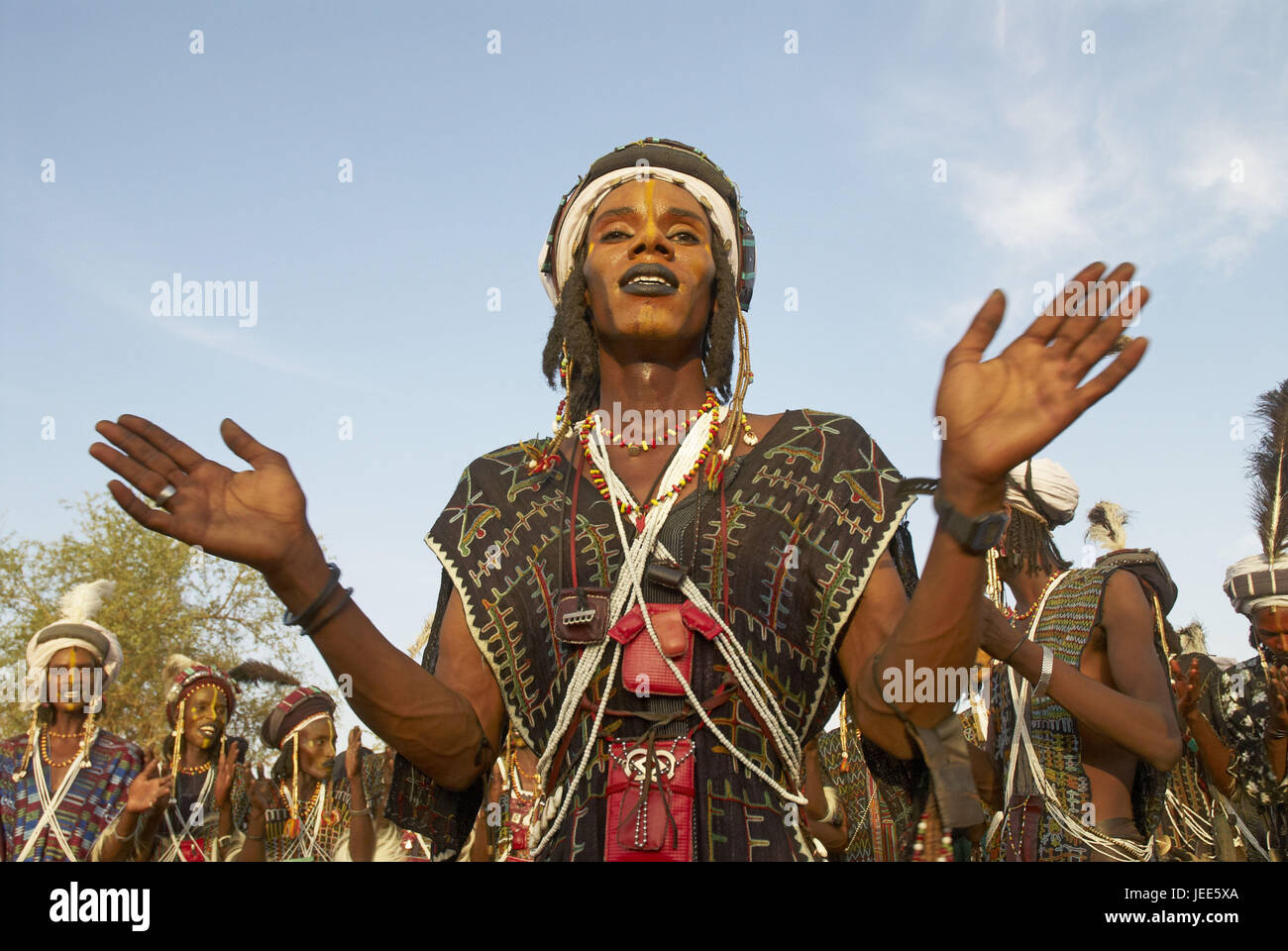 Africa, Niger, Gerewol festival, group of men Stock Photo - Alamy