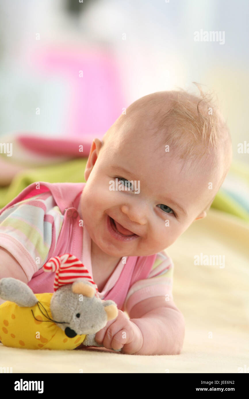 Baby, 5 months, happily, view camera Stock Photo - Alamy