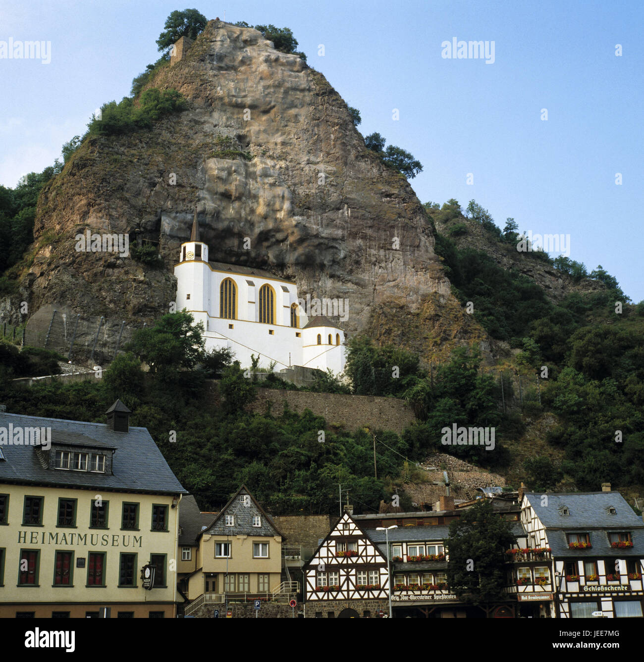 Germany, Rhineland-Palatinate, Idar-Oberstein, town panorama, rock ...