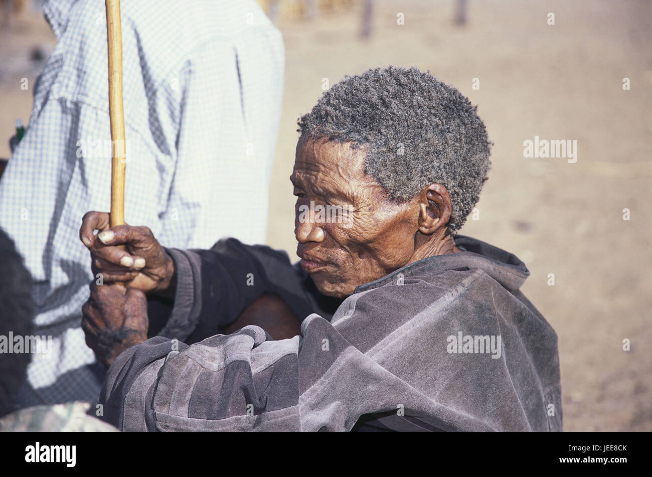 Namibia, Kalahari, Grashoek, bushman, floor, portrait, at the side, no ...
