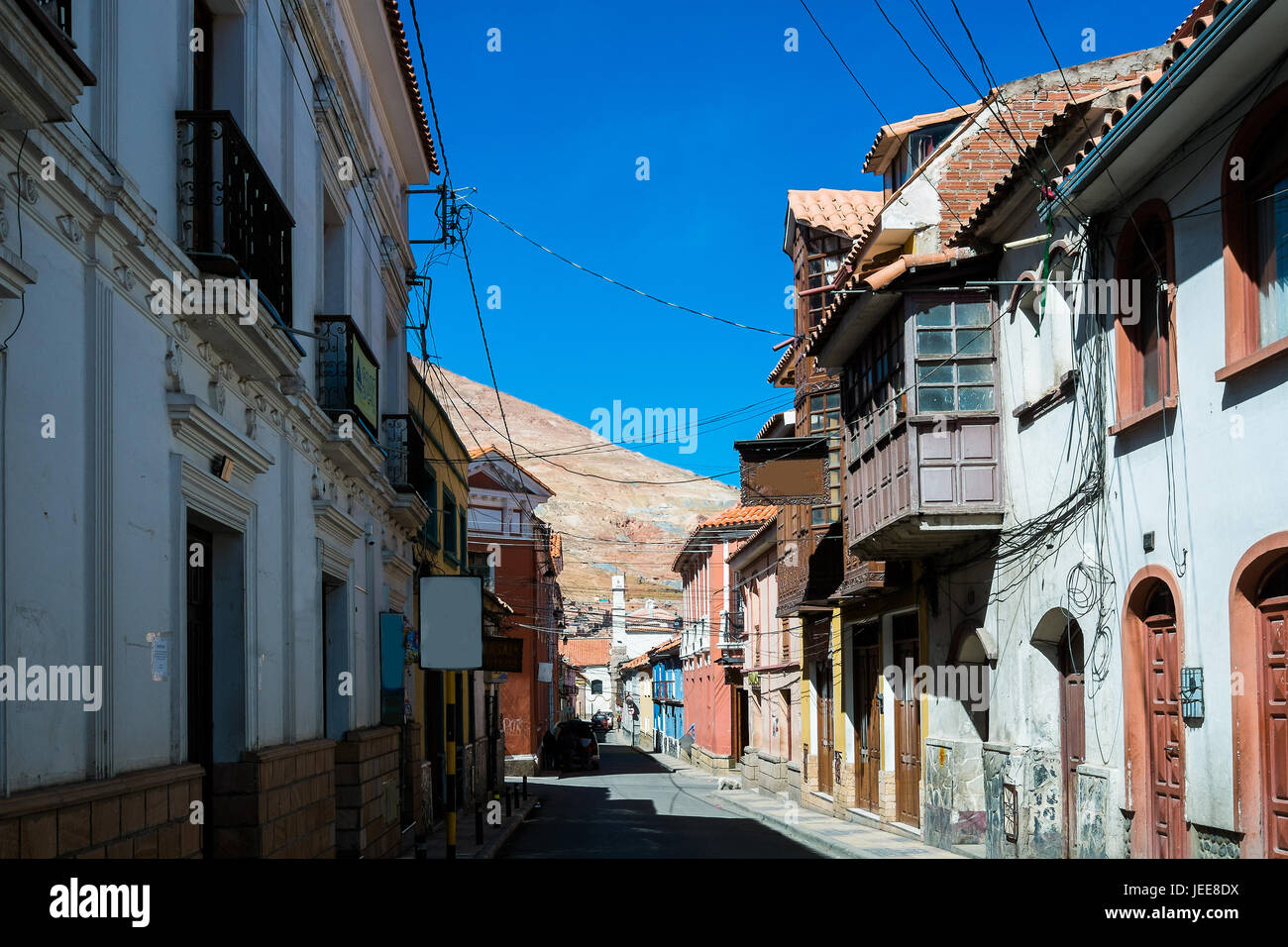 Street in Potosi downtown, Bolivia Stock Photo - Alamy