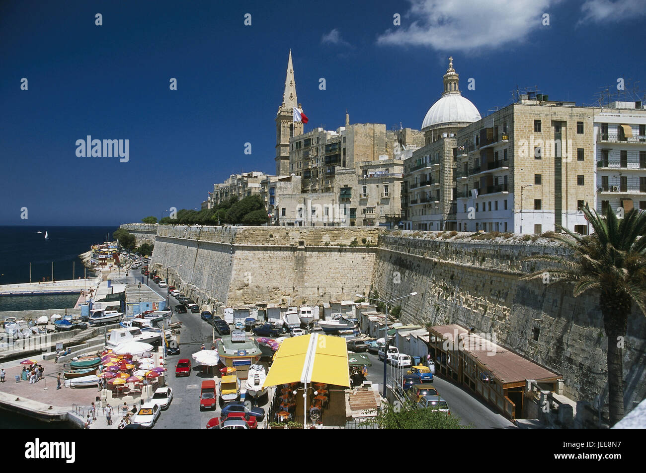 Island Malta, peninsula Sciberras, Valletta, Marsamxett Harbour, St ...