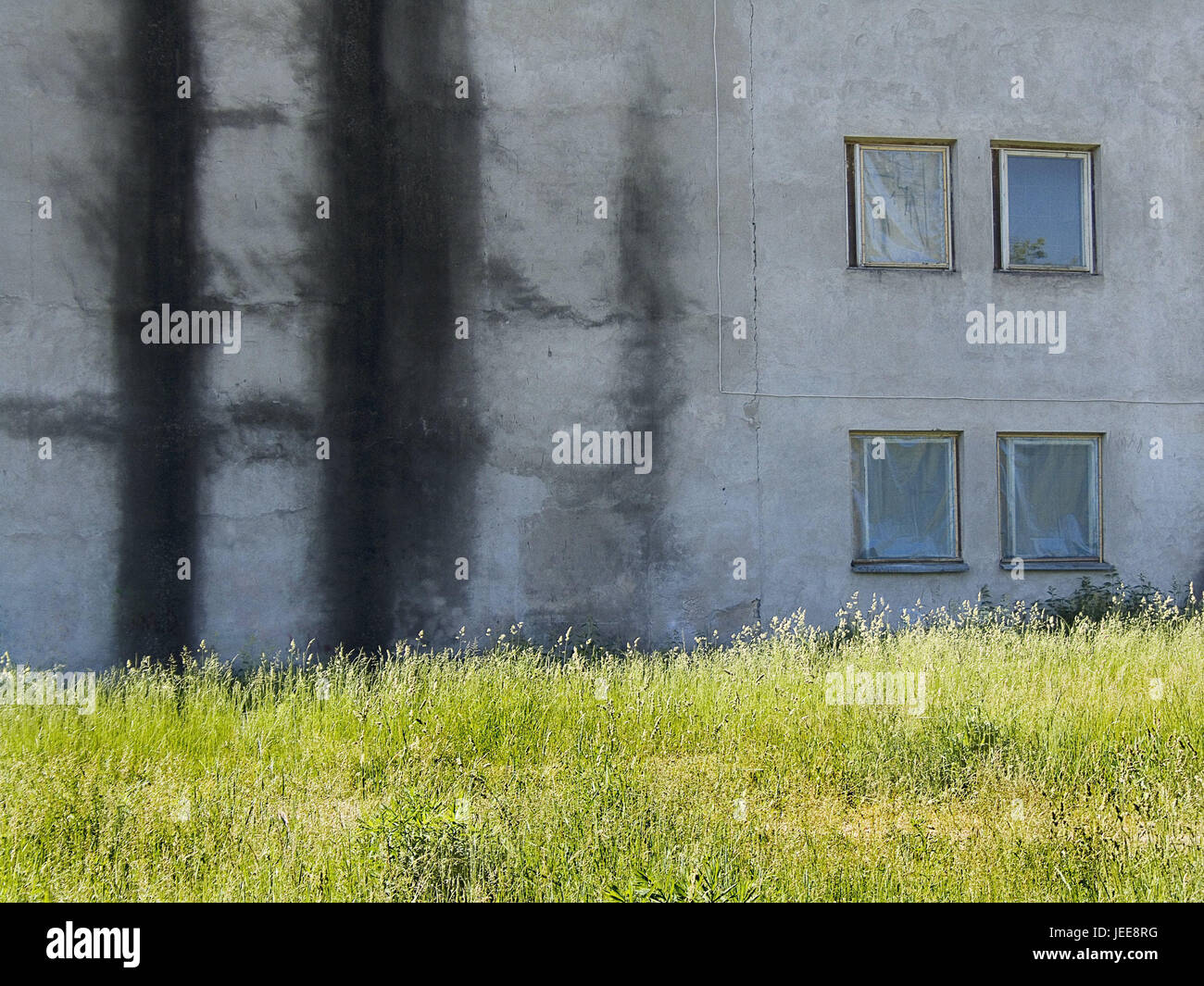 Lithuania, Vilnius, industrial zone, building, detail, meadow, the ...