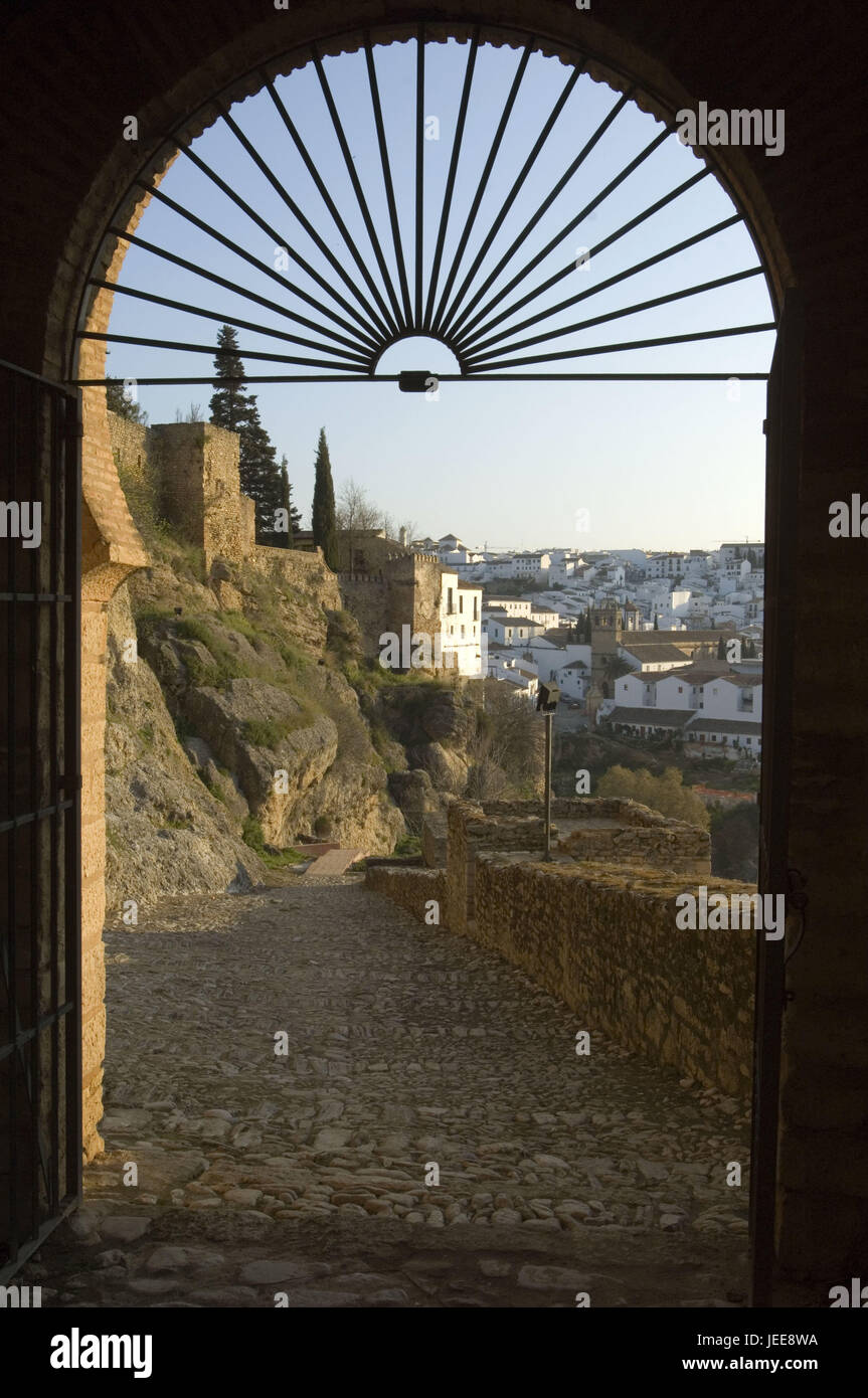 Evening light, gate, city wall, Ronda, Andalusia, Spain Stock Photo - Alamy