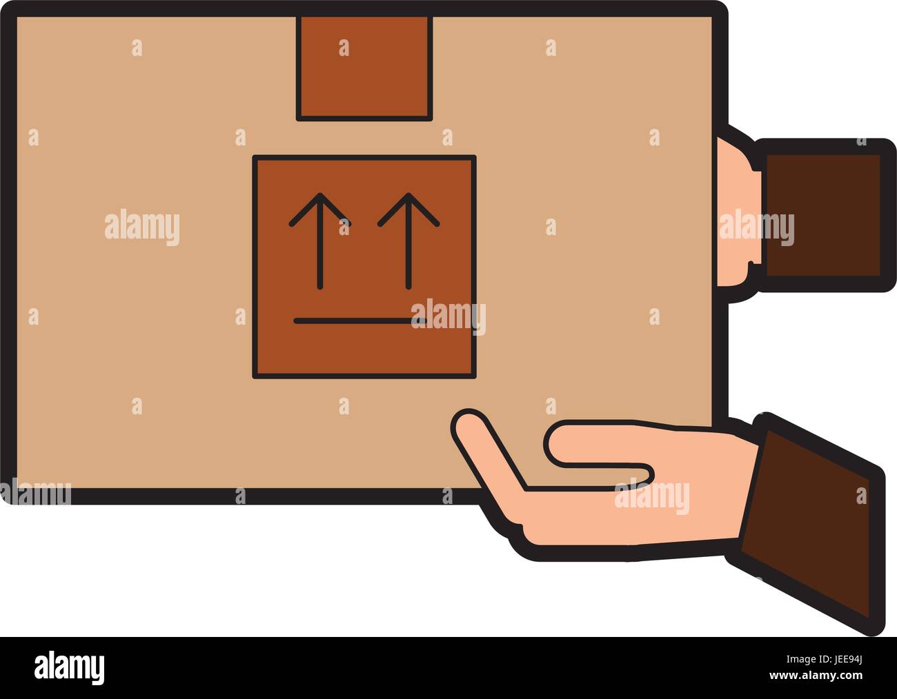 hand human with box carton delivery icon Stock Vector Image & Art - Alamy