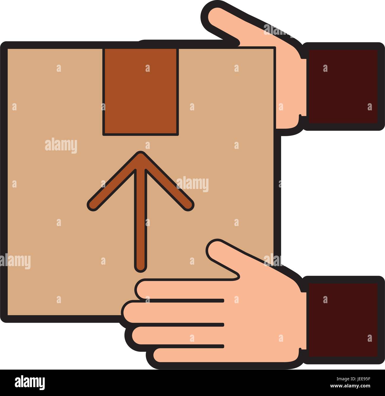 hand human with box carton delivery icon Stock Vector Image & Art - Alamy