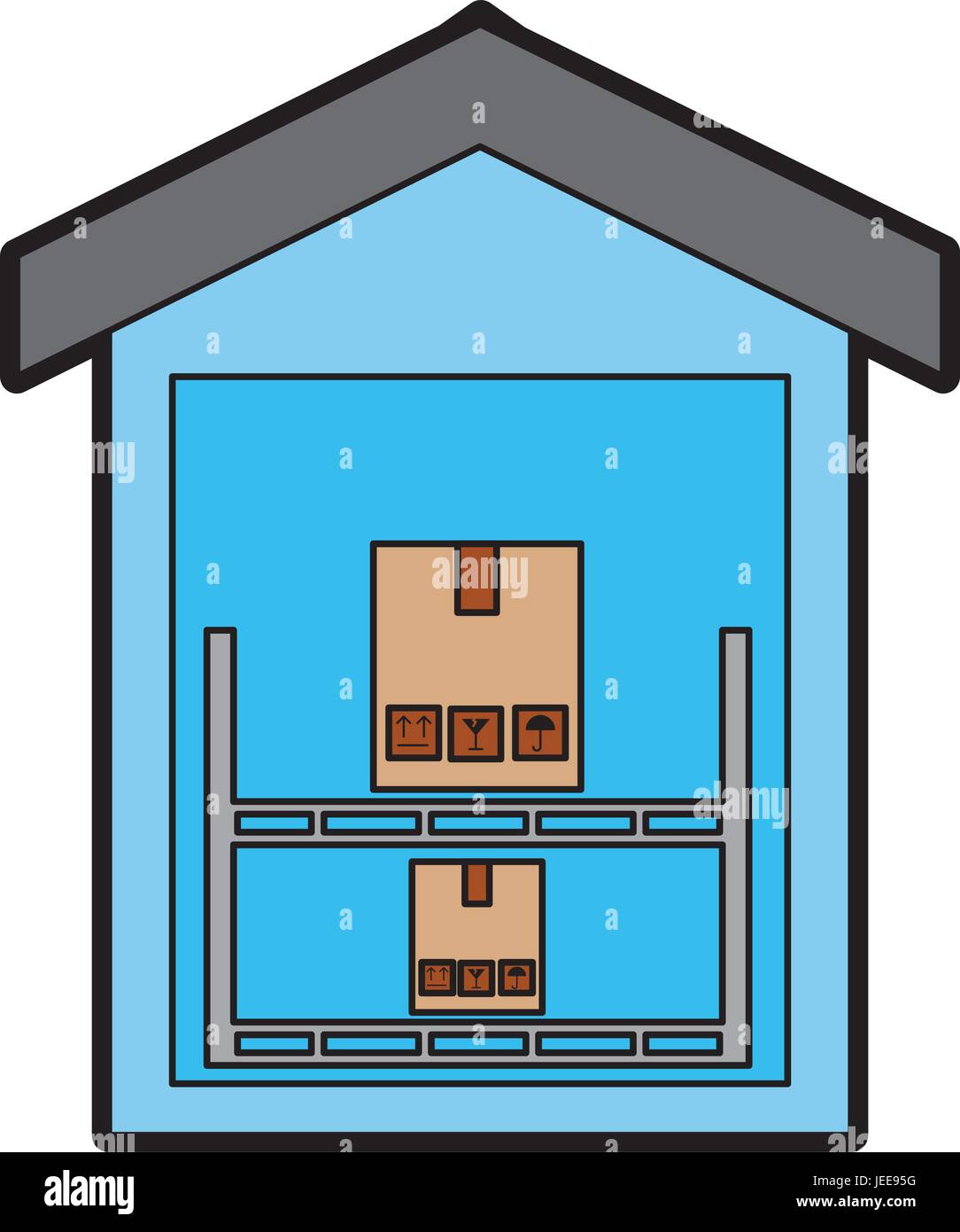 Warehouse building pile boxes Stock Vector Images - Alamy