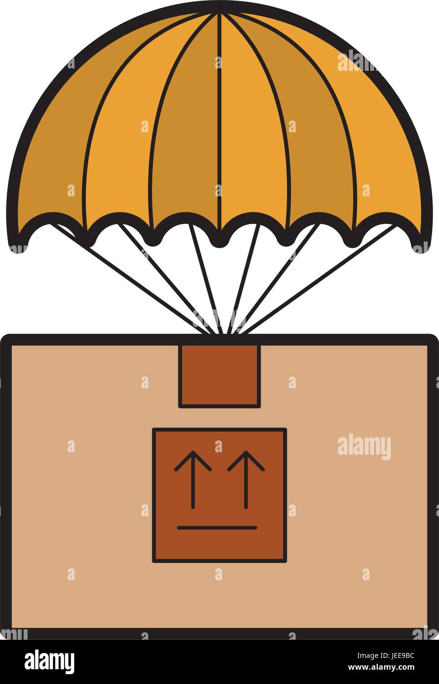 box carton with parachute delivery icon Stock Vector Image & Art - Alamy