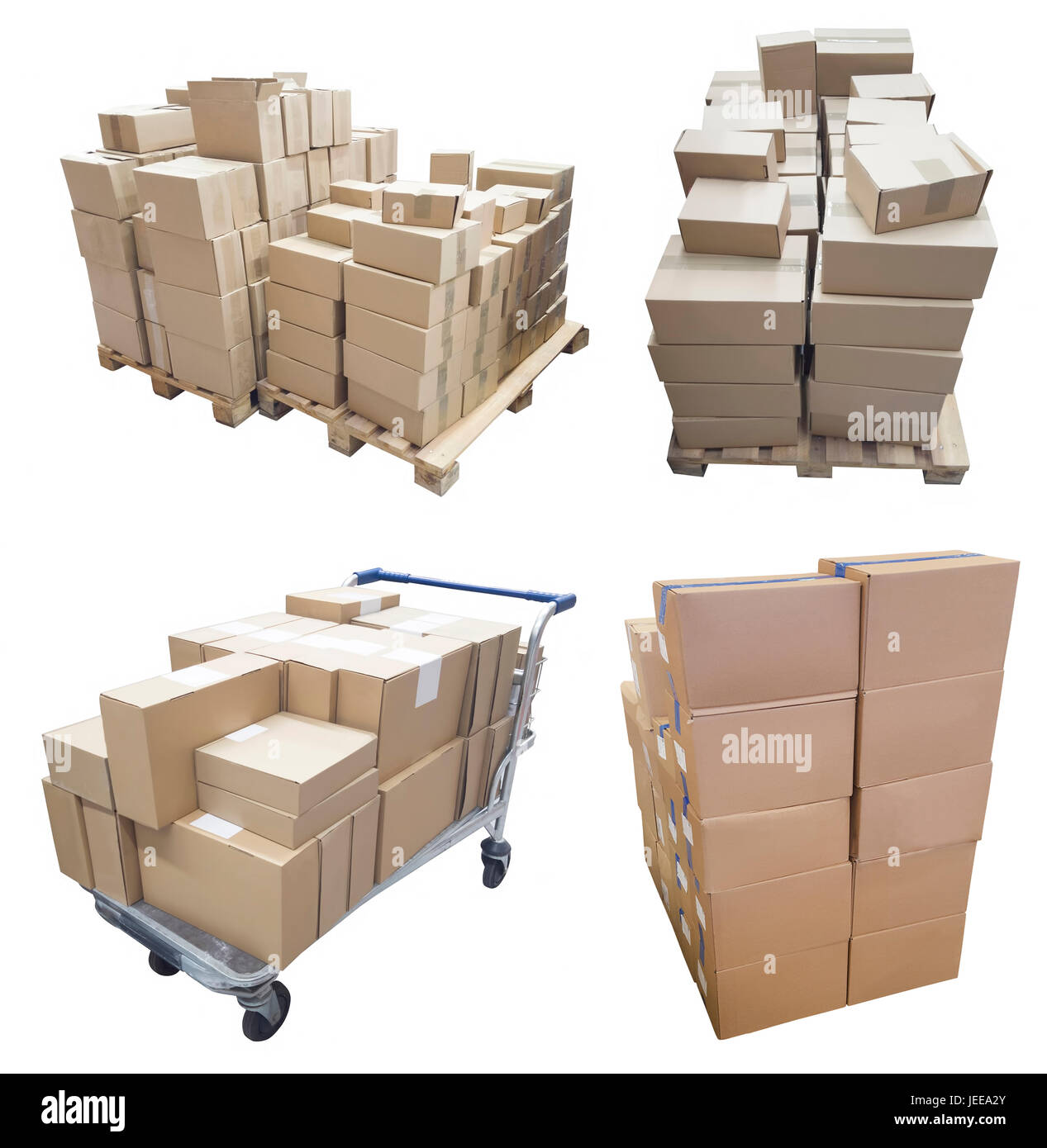 shopping cart and boxes isolated on white background Stock Photo - Alamy