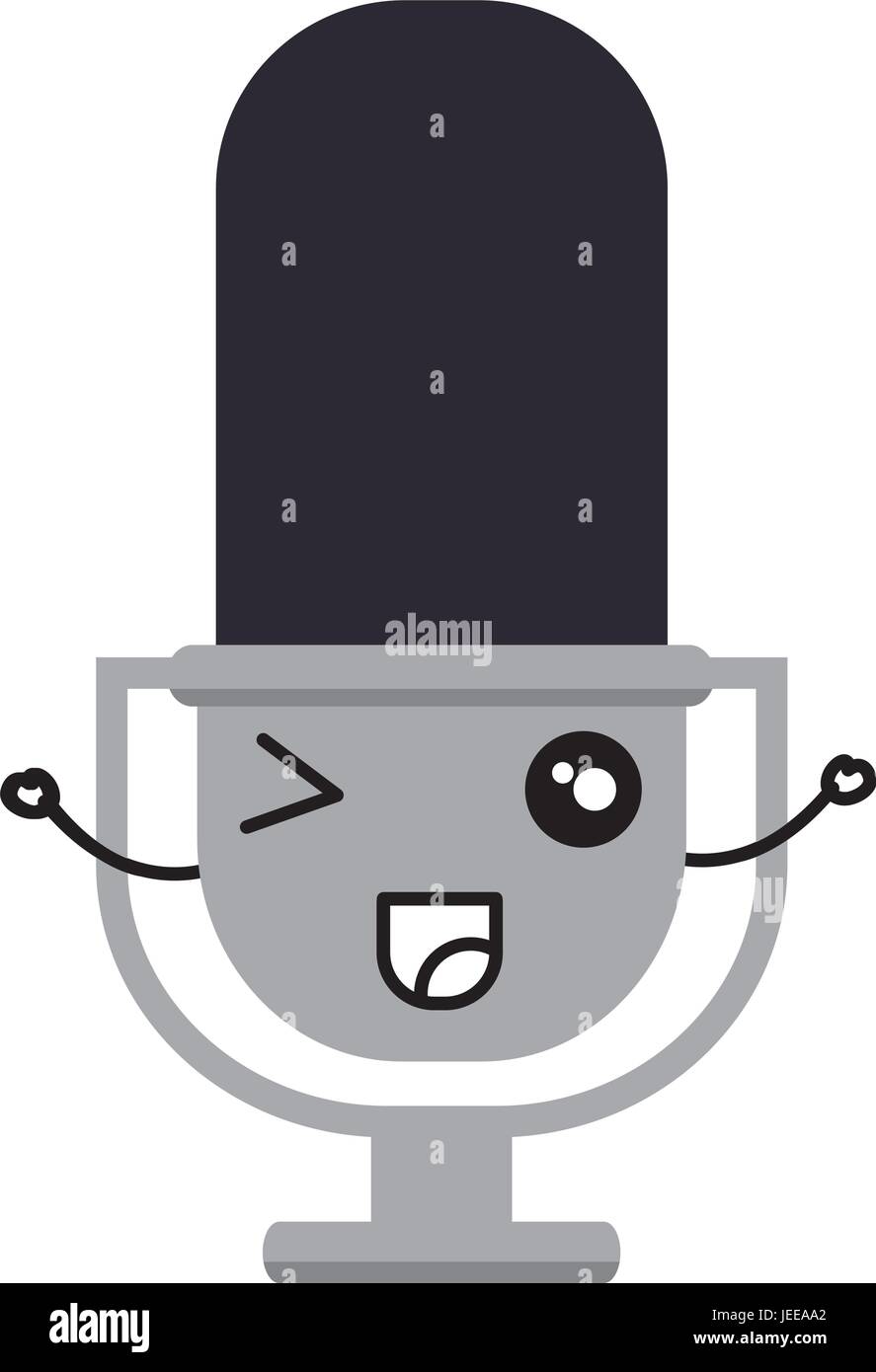 retro microphone kawaii character vector illustration design Stock ...