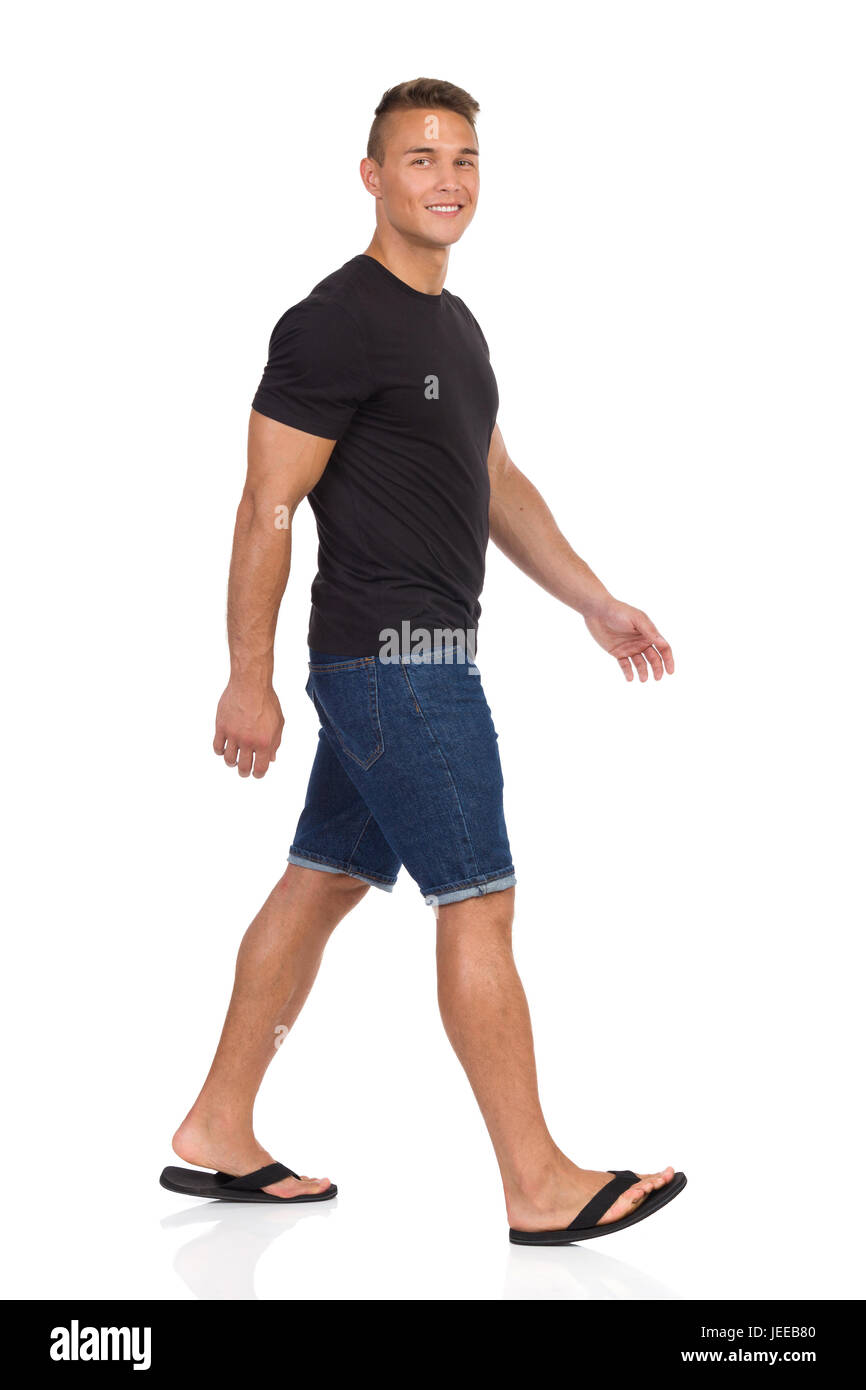 Man walking side view jeans hi-res stock photography and images - Alamy