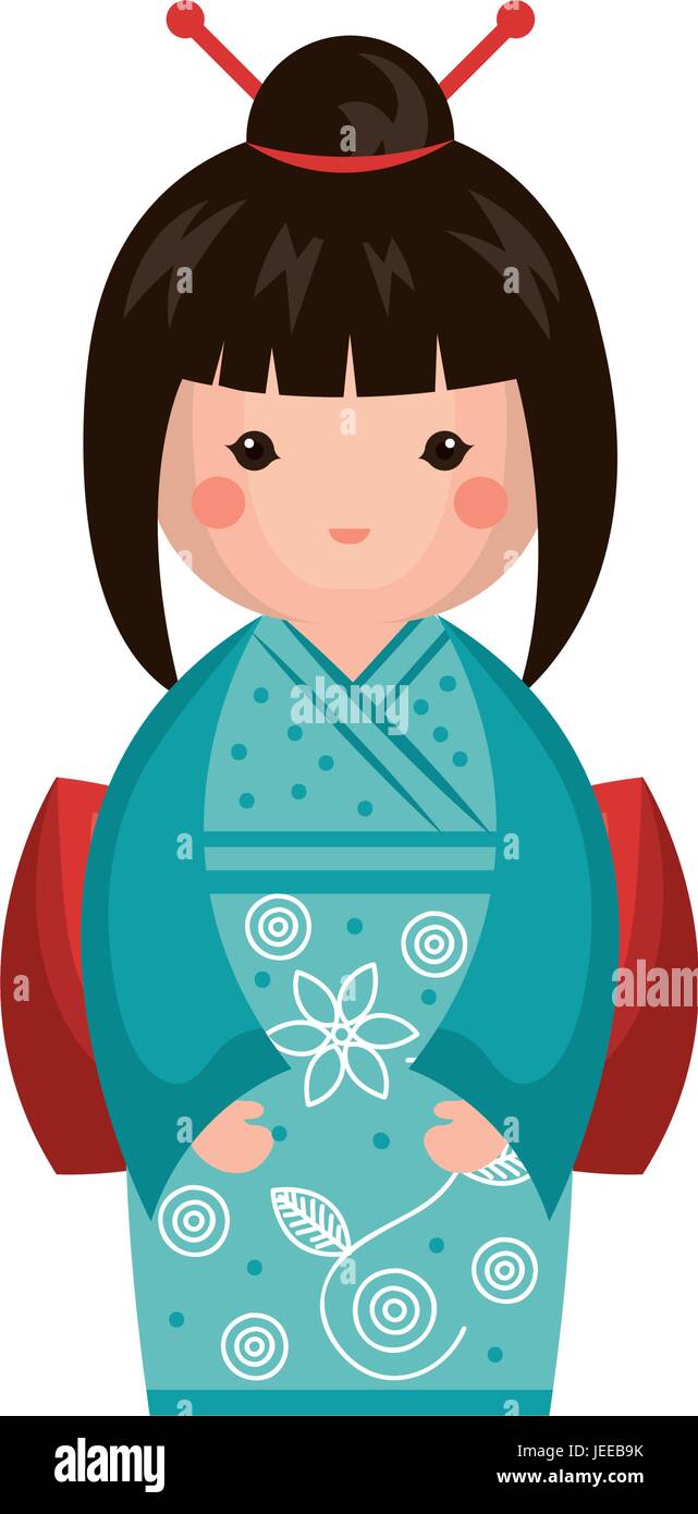 cute Little japanese doll vector illustration design Stock Vector Image ...