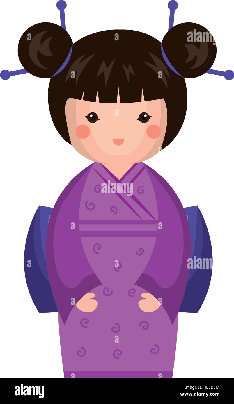 cute Little japanese doll vector illustration design Stock Vector Image ...