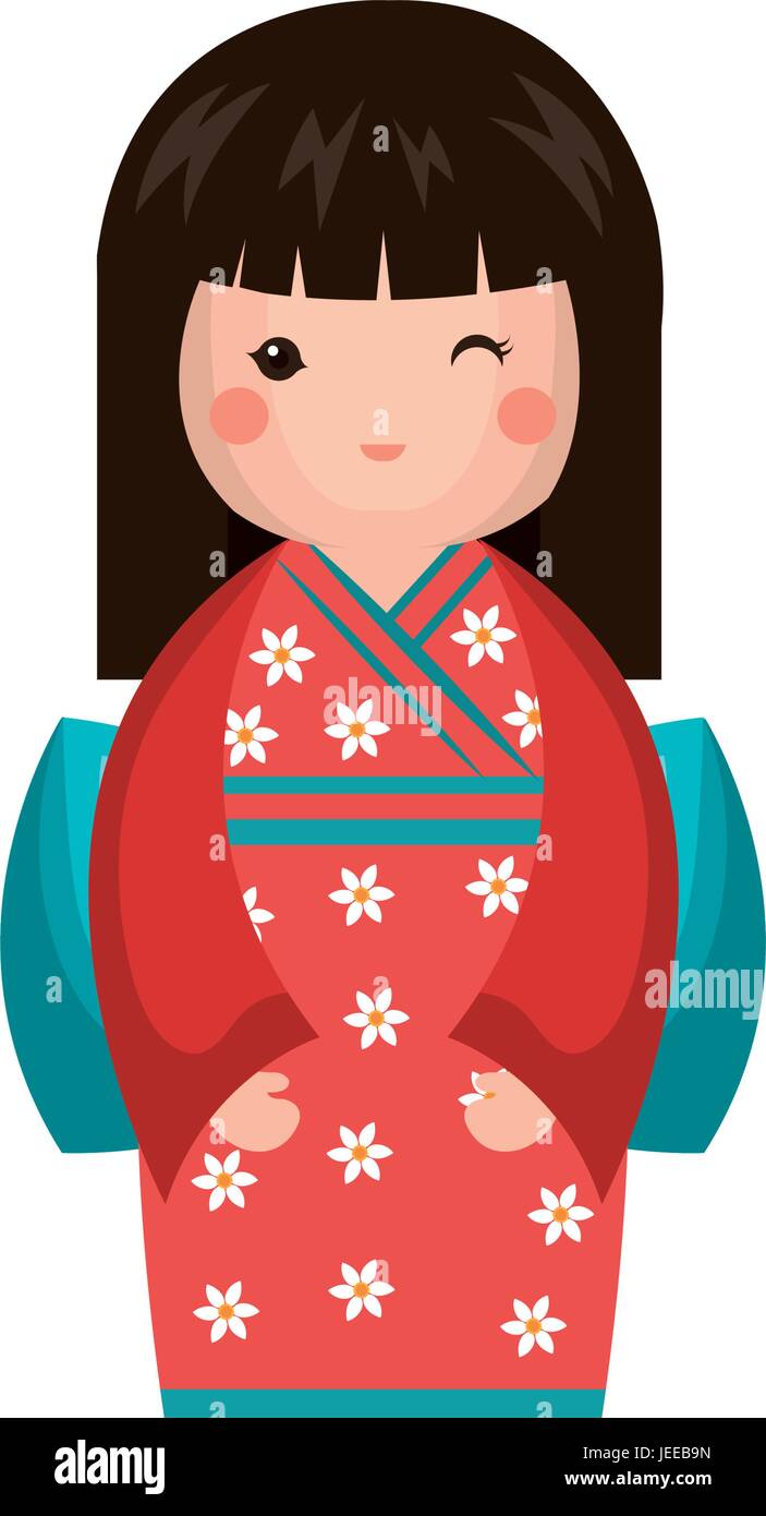 cute Little japanese doll vector illustration design Stock Vector Image ...