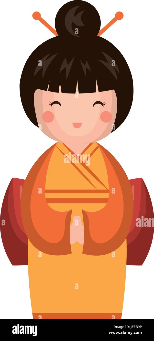 cute Little japanese doll vector illustration design Stock Vector Image ...