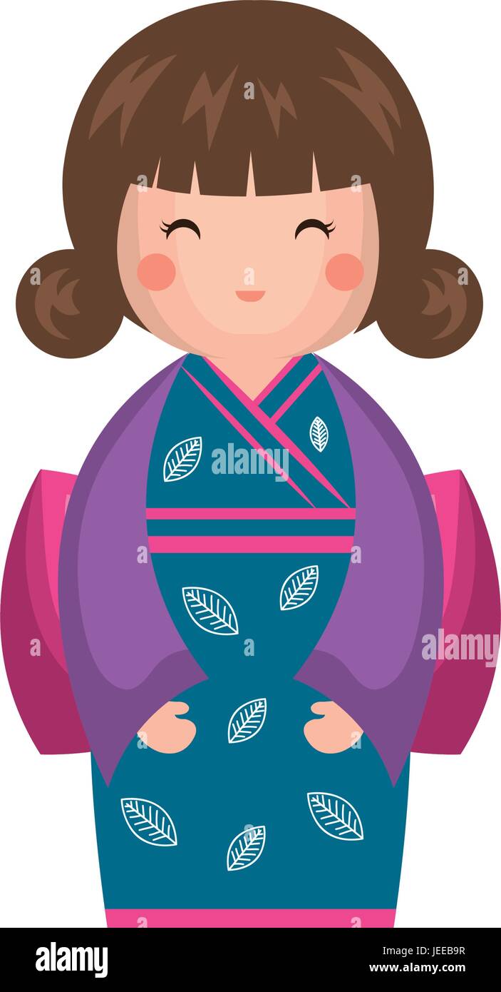 cute Little japanese doll vector illustration design Stock Vector Image ...