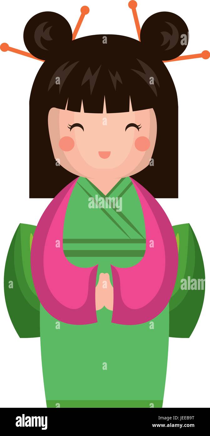 cute Little japanese doll vector illustration design Stock Vector Image ...