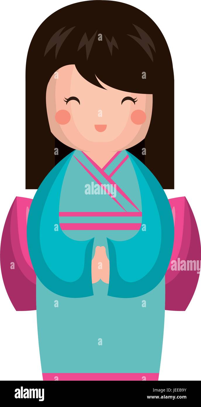cute Little japanese doll vector illustration design Stock Vector Image ...