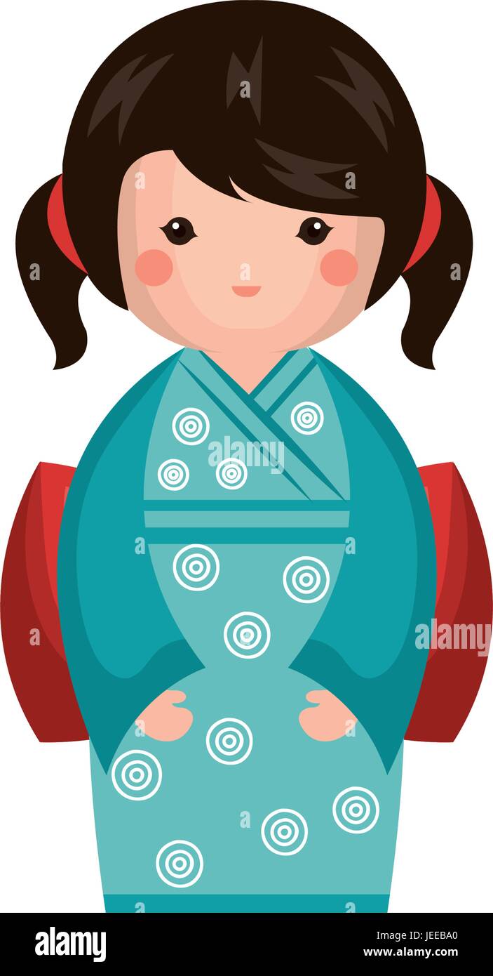 cute Little japanese doll vector illustration design Stock Vector Image ...