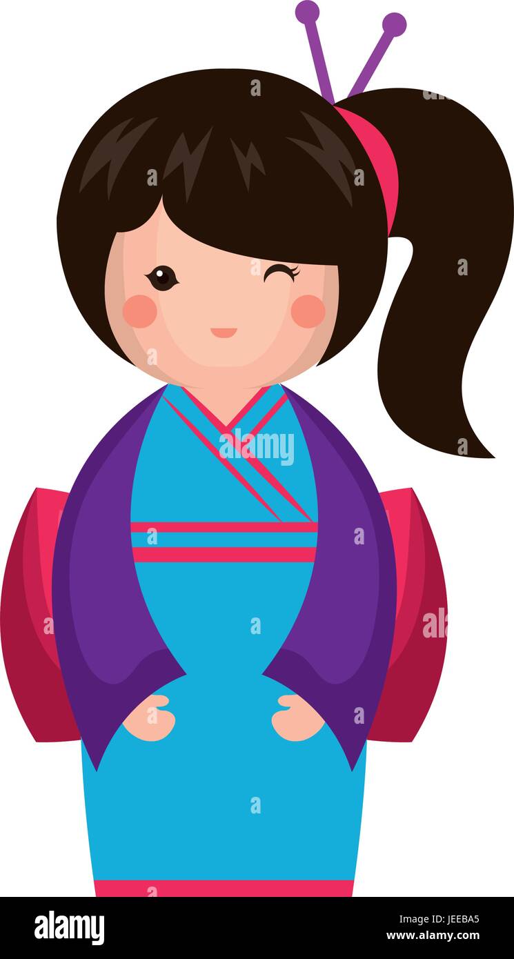 cute Little japanese doll vector illustration design Stock Vector Image ...