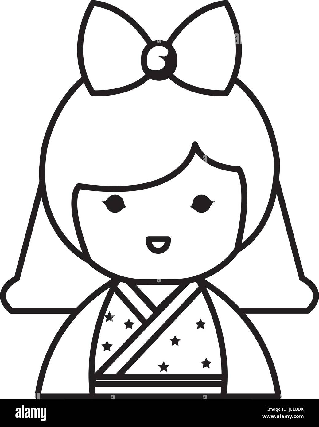 cute Little japanese doll vector illustration design Stock Vector Image ...