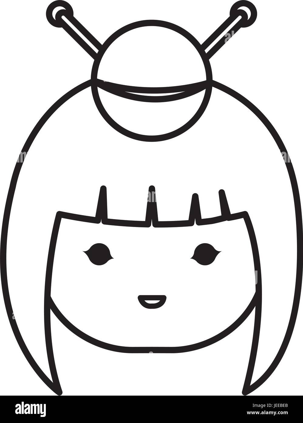 cute Little japanese doll head vector illustration design Stock Vector ...