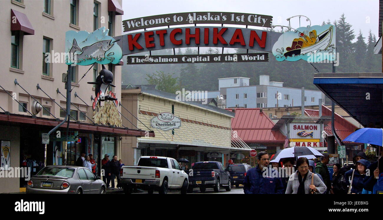 Ketchikan - Alaska's 1st City Street Scene Stock Photo - Alamy