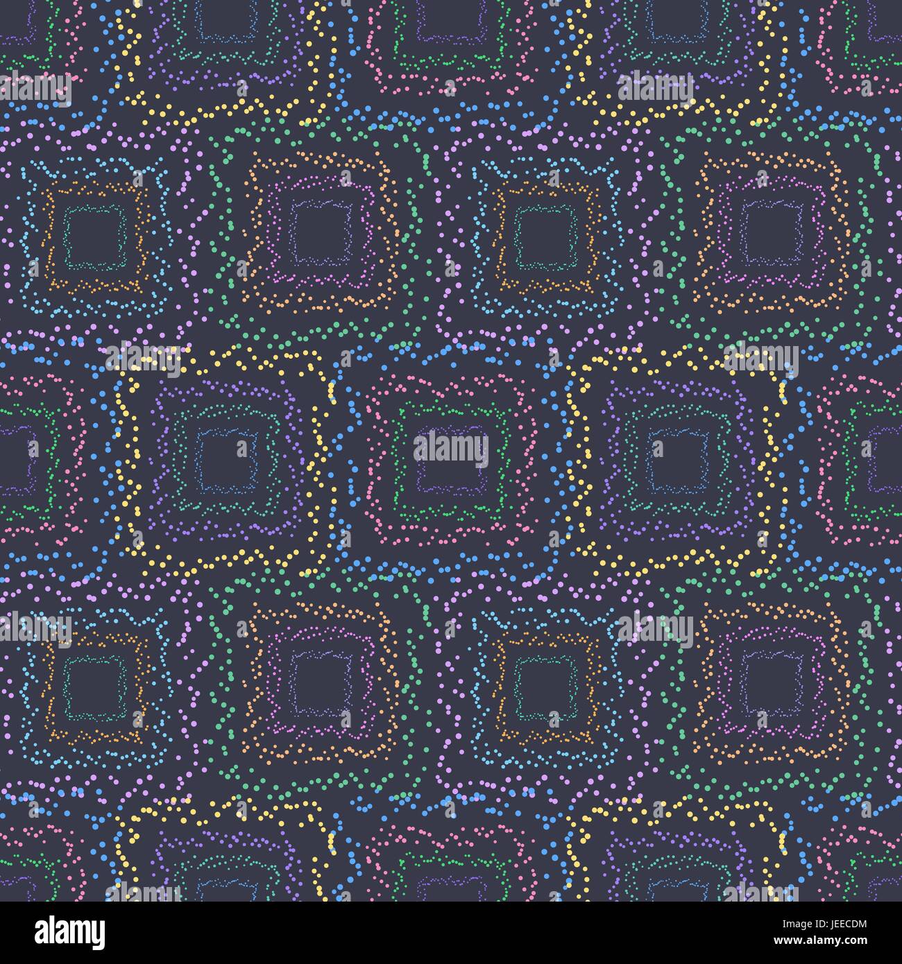 Dotted square seamless pattern on dark background, vector wallpaper ...