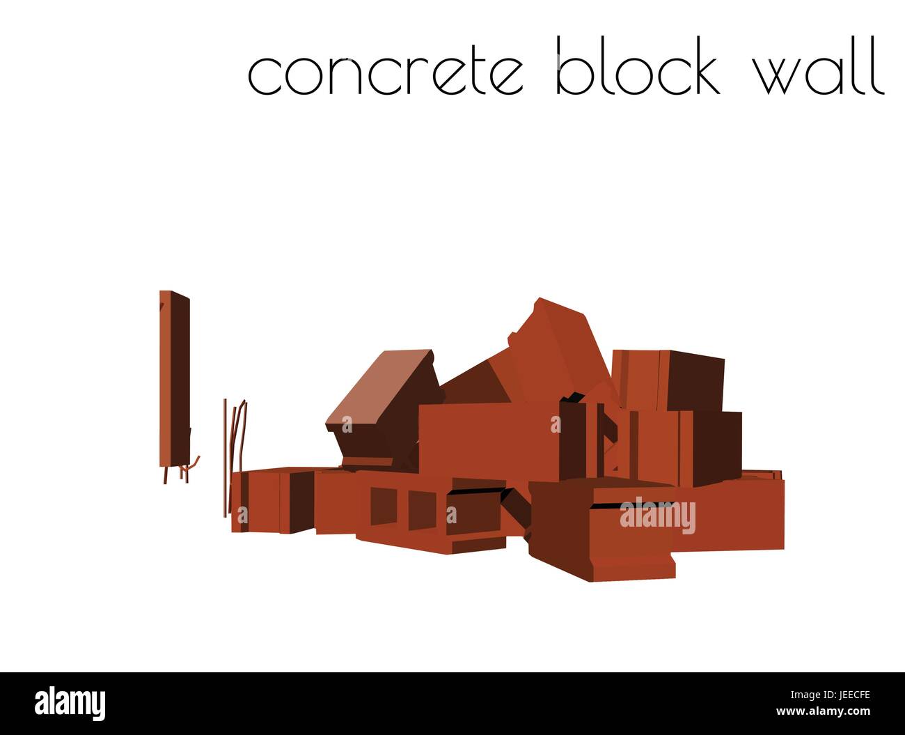 EPS 10 vector illustration of concrete block wall silhouette on white ...