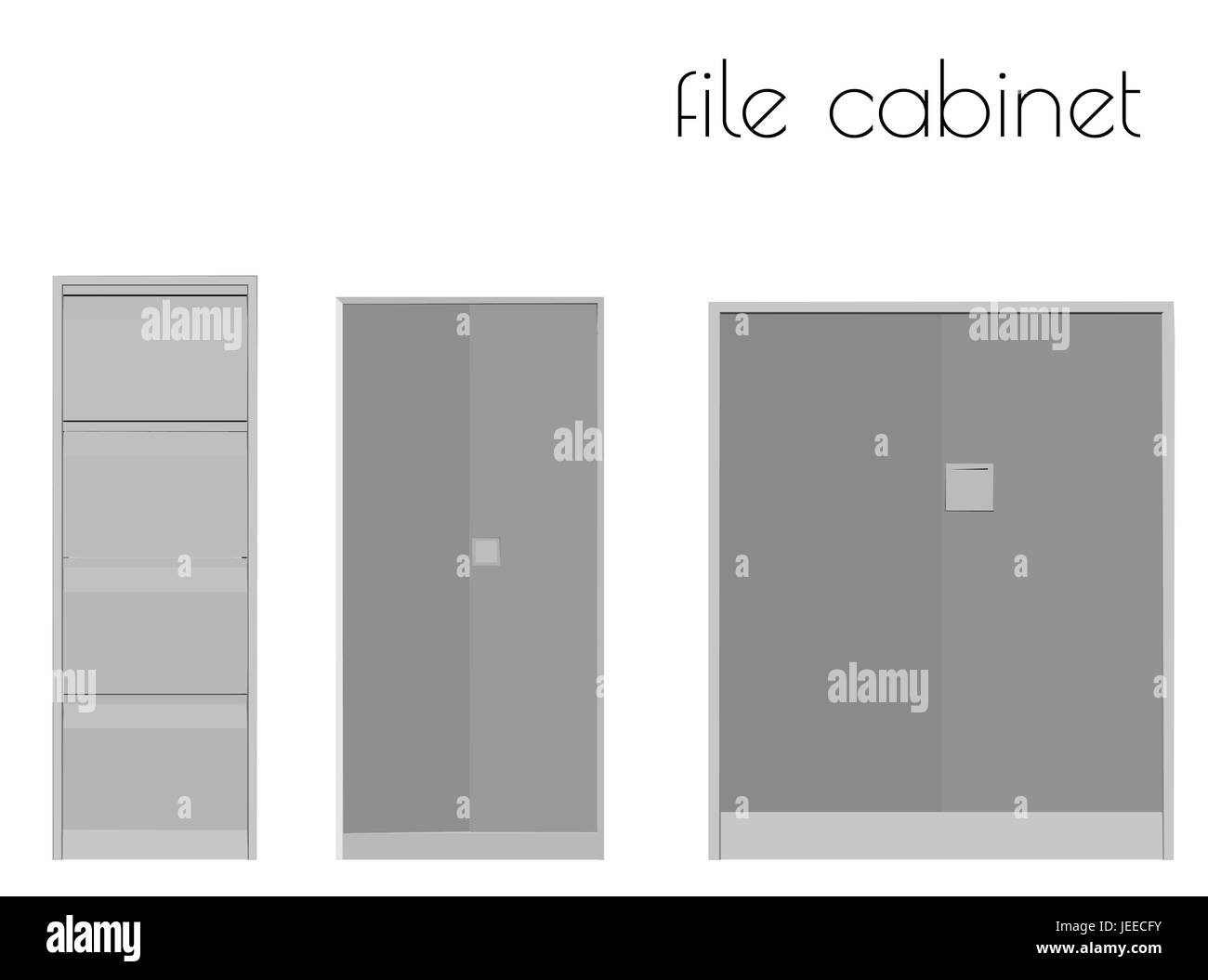 EPS 10 vector illustration of file cabinet silhouette on white ...