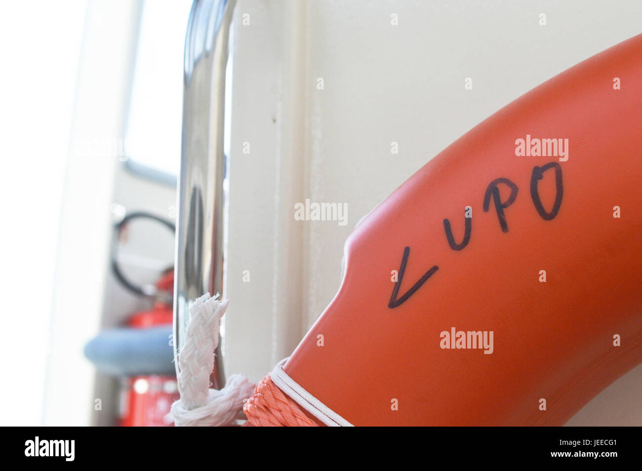 Lifesaver on a boat Stock Photo - Alamy
