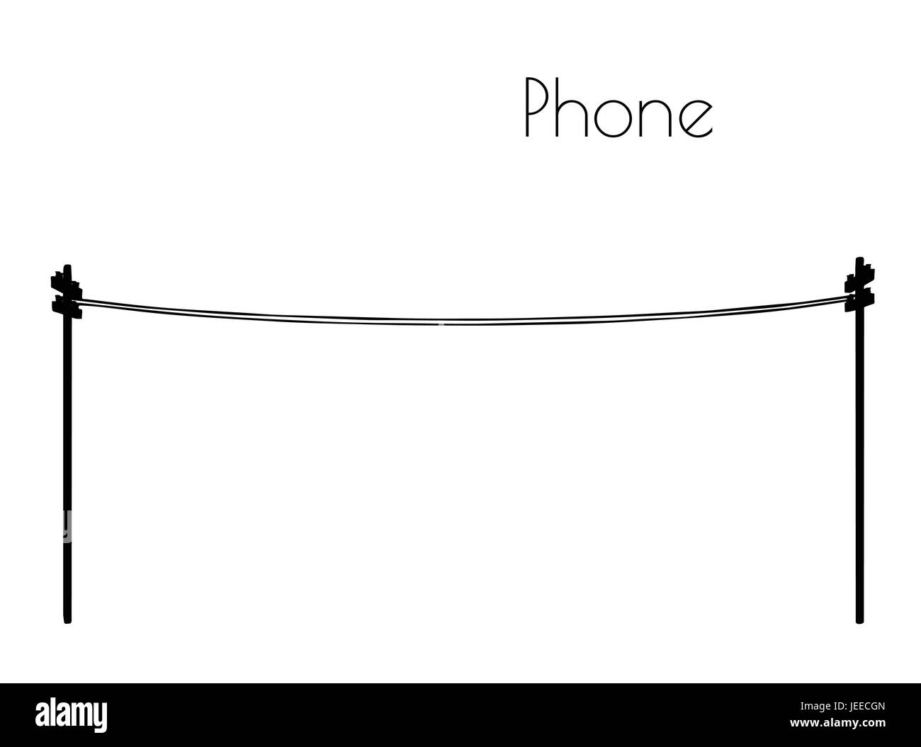EPS 10 vector illustration of Phone line silhouette on white background ...