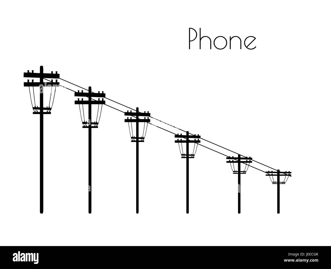 EPS 10 vector illustration of Phone line silhouette on white background ...